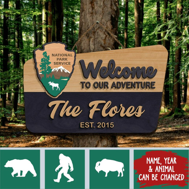 NPS Welcome To Our Adventure Wooden Sign - Personalized 2 Layer Wooden ...