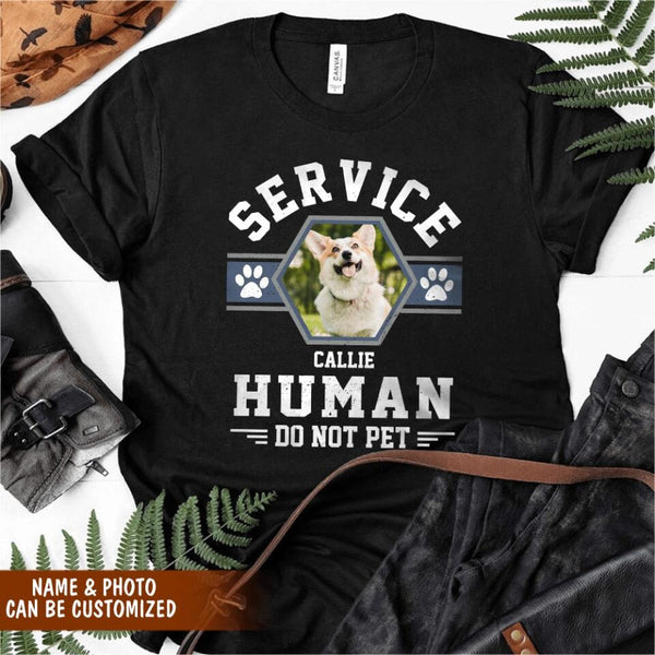 Service Human Do Not Pet - Personalized T-Shirt, Custom Photo Dog Shir - Customizeaf™
