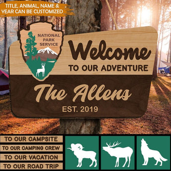 NPS Welcome To Our Adventure Wooden Sign - Personalized 2 Layer Wooden ...