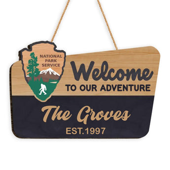 NPS Welcome To Our Adventure Wooden Sign - Personalized 2 Layer Wooden ...
