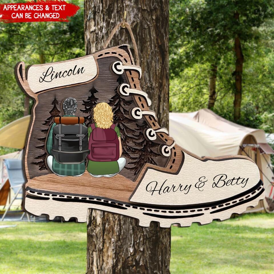 Personalized Hiking Boot Wooden Sign - Hiking Gift Decor - Hike Advent ...