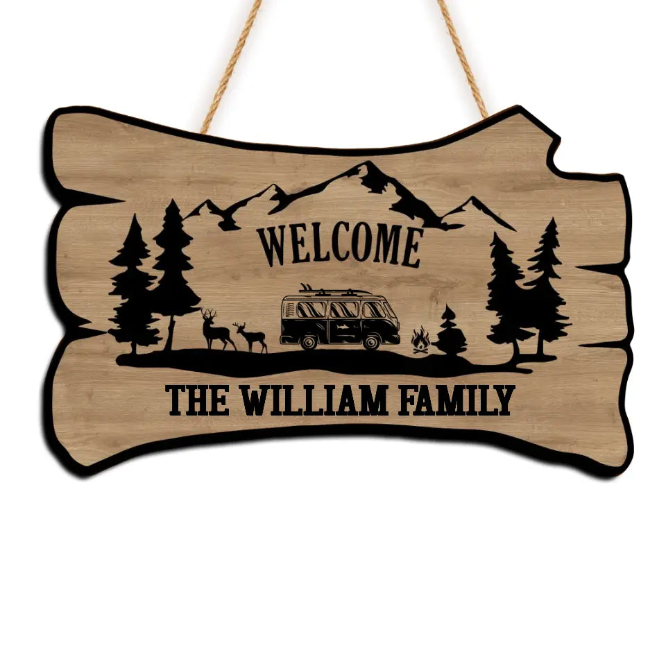 Welcome Family, Camping Sign - Personalized Wood Sign, Gift For Christ ...