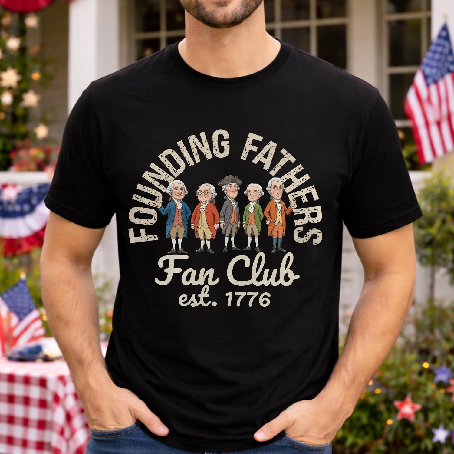 Founding Fathers Fan Club Est. 1776 T-shirt, Funny USA 250th Anniversa ...