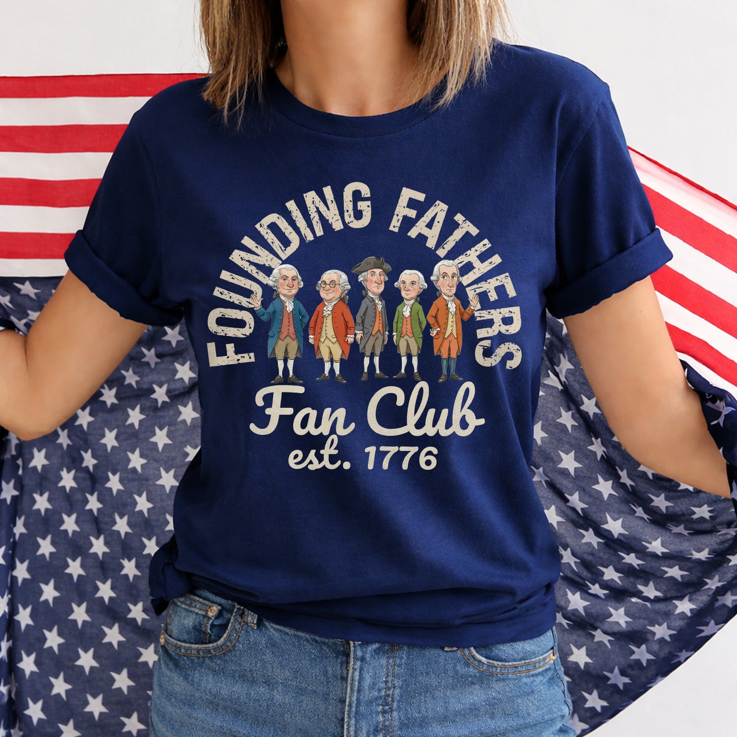 Founding Fathers Fan Club Est. 1776 T-shirt, Funny USA 250th Anniversa ...
